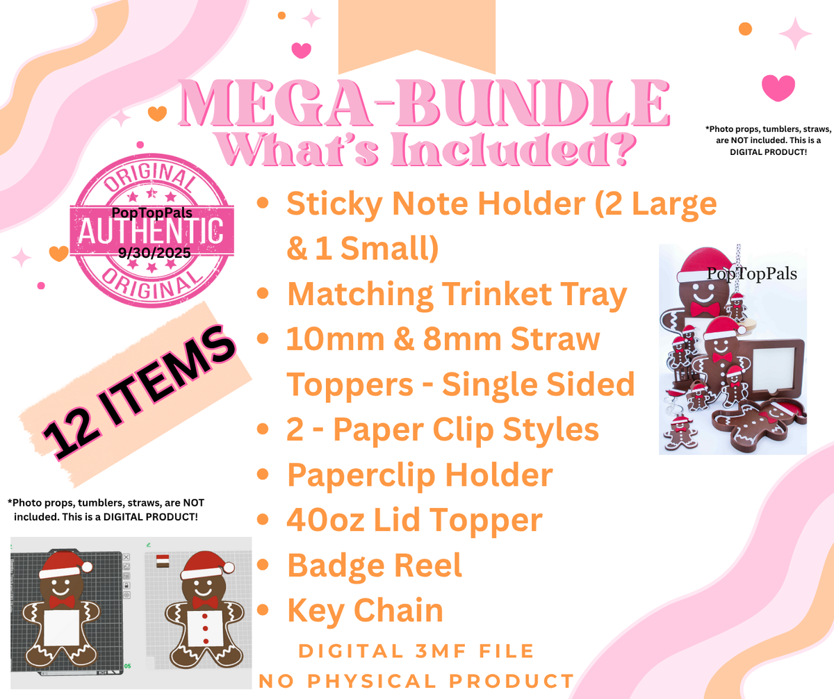 DIGITAL (3MF File): Gingerbread Man BUNDLE (12 Items) – Puzzle Tumblers