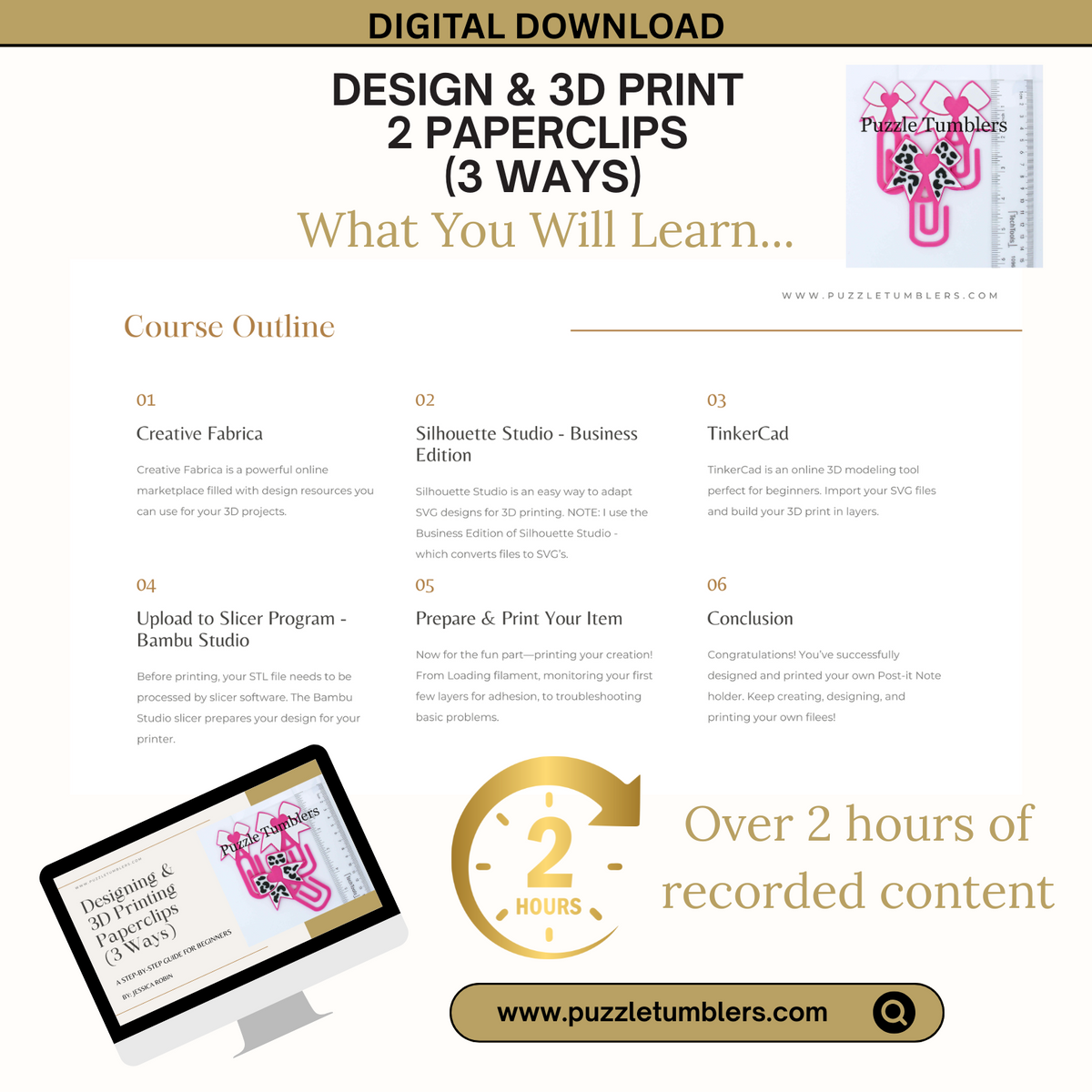 Beginner 3D Printing Course + 5 FREE BONUS FILES | Design & Create Y ...